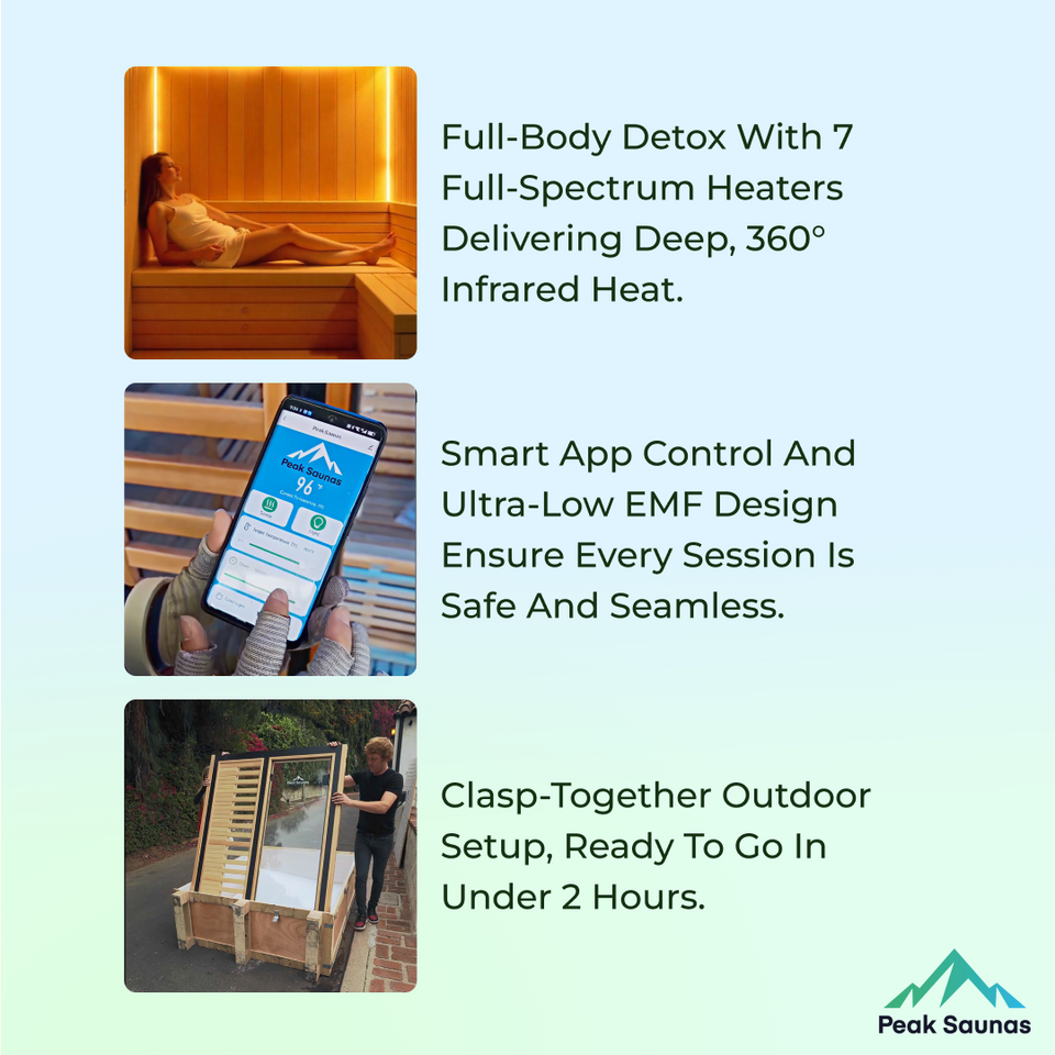 Peak Saunas Patagonia 2-Person Outdoor Full Spectrum Infrared Sauna wi